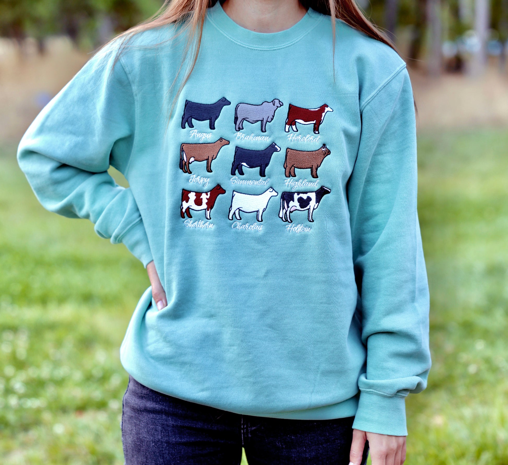 Cattle Breeds Embroidered Crewneck Sweatshirt – Gone Rogue Embroidery